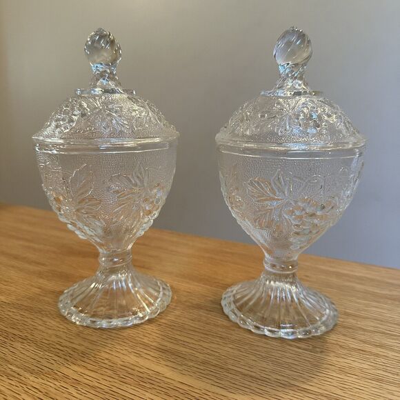 Unmarked | Dining | Vintage Glass Candy Dishes With Grape Clusters And ...